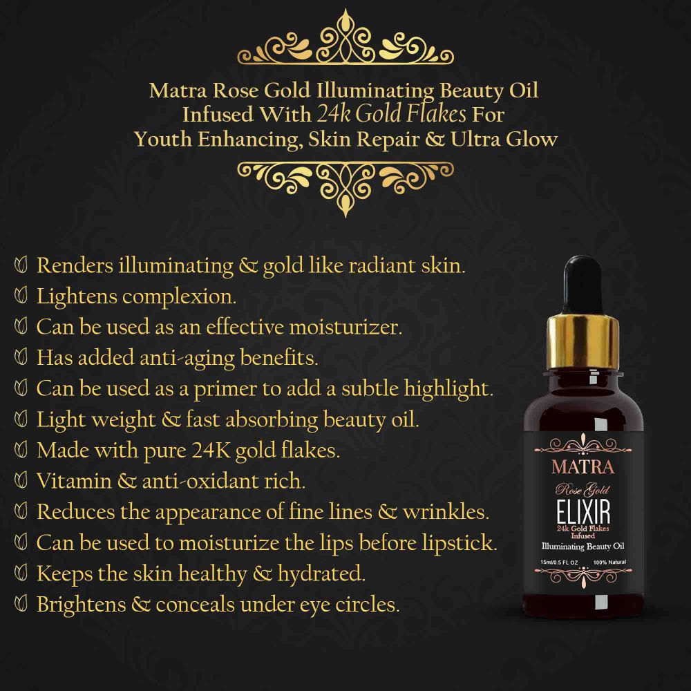 Matra Rose Gold Elixir Illuminating Beauty Oil - Best Rose Gold Oil for ...