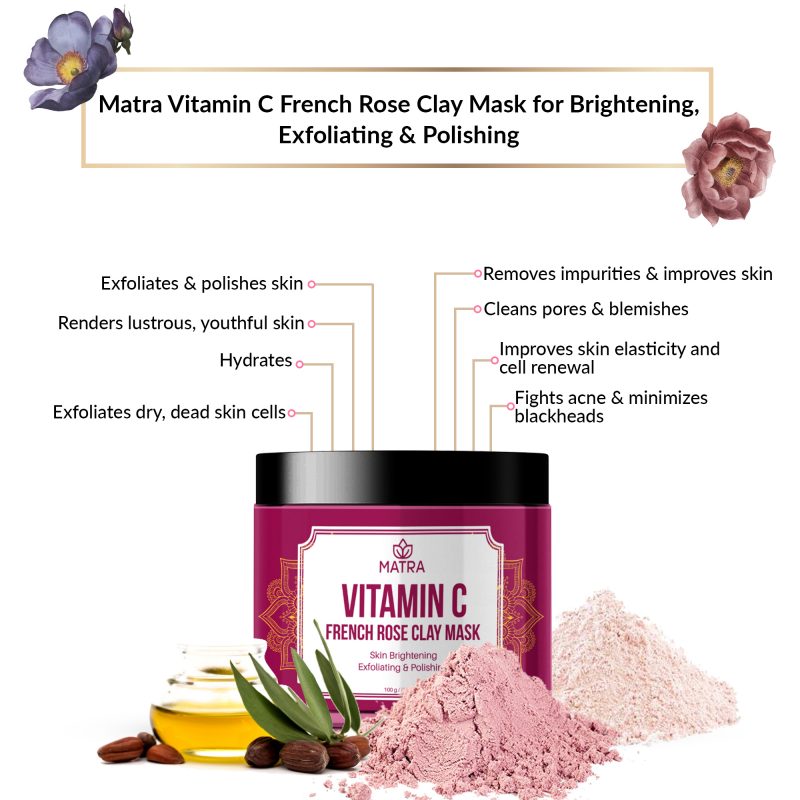 Matra Vitamin C French Rose Clay Kaolin Mask with Bentonite, Calamine ...
