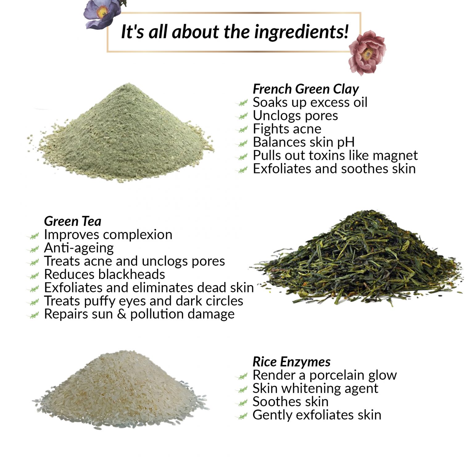 Matra French Green Clay Green Tea Face Mask with Rice Water for de-tan ...