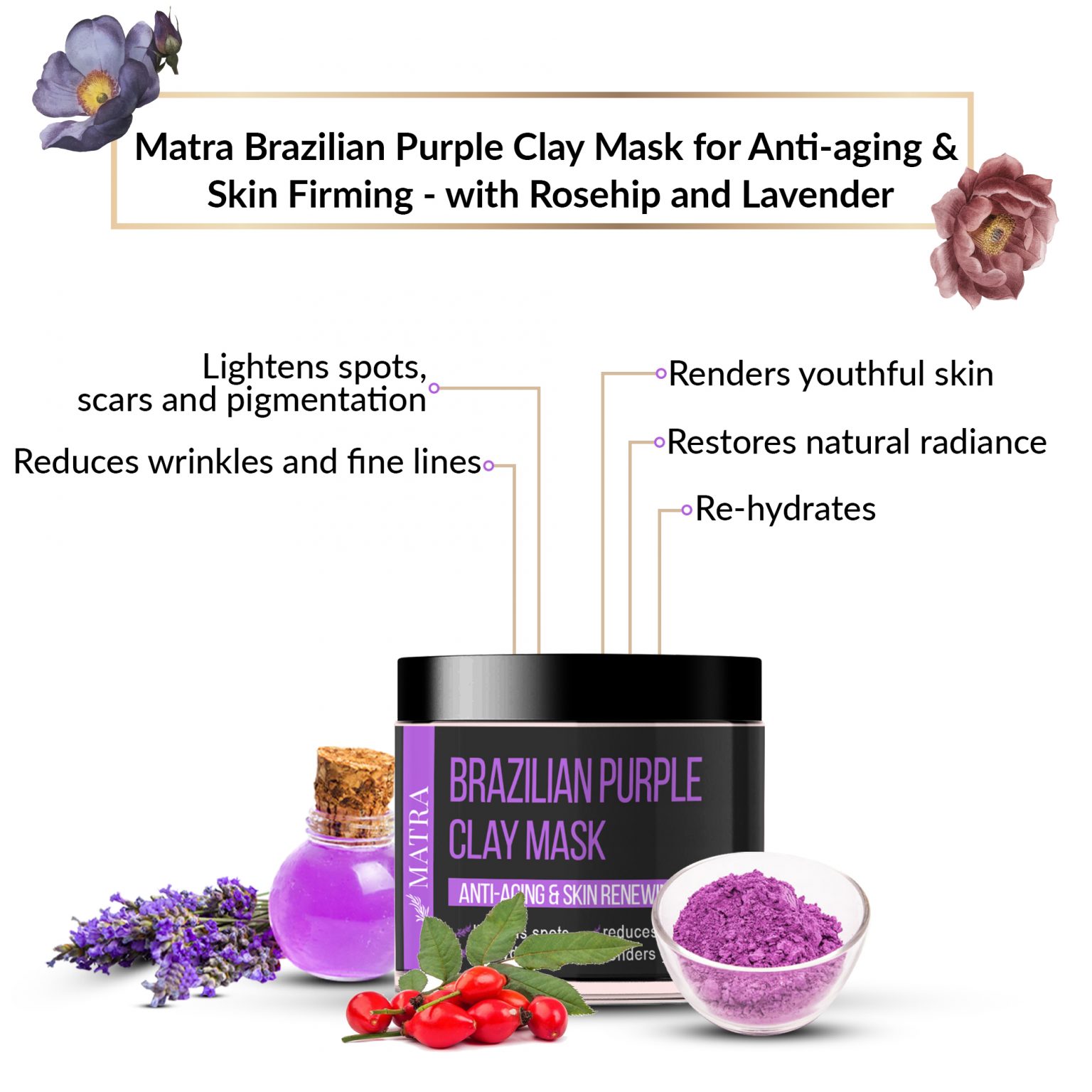 Matra Brazilian Purple Clay Mask - Best Anti Aging Face Mask