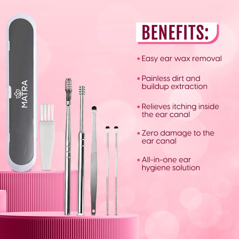 Matra Ear Wax Removal Tool Kit with Storage Box & Cleaning Brush (6 pcs ...