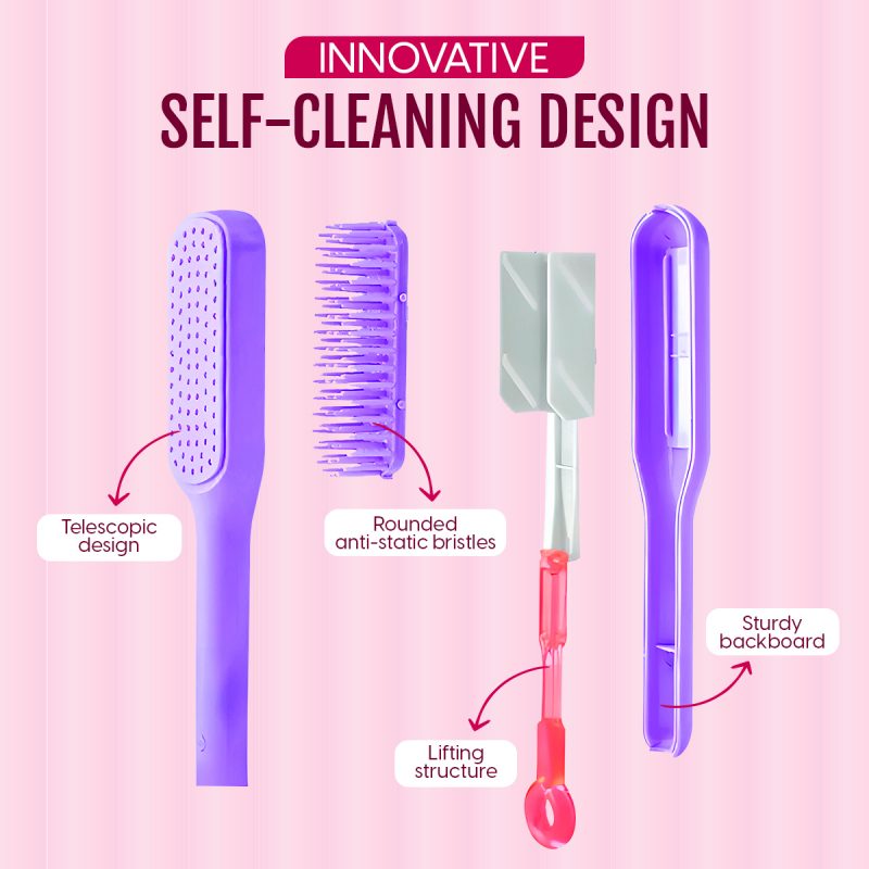 Matra Self-Cleaning Hair Brush - One-pull Clean Hair Comb with ...